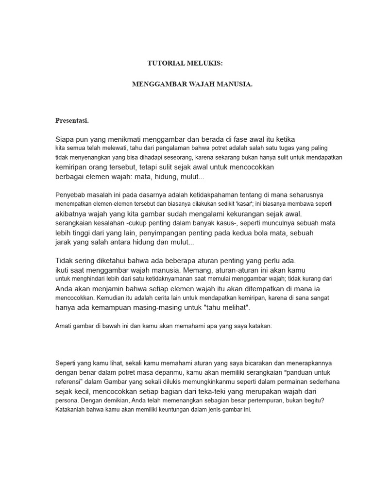 TUTORIAL MENGGAMBAR Wajah | PDF