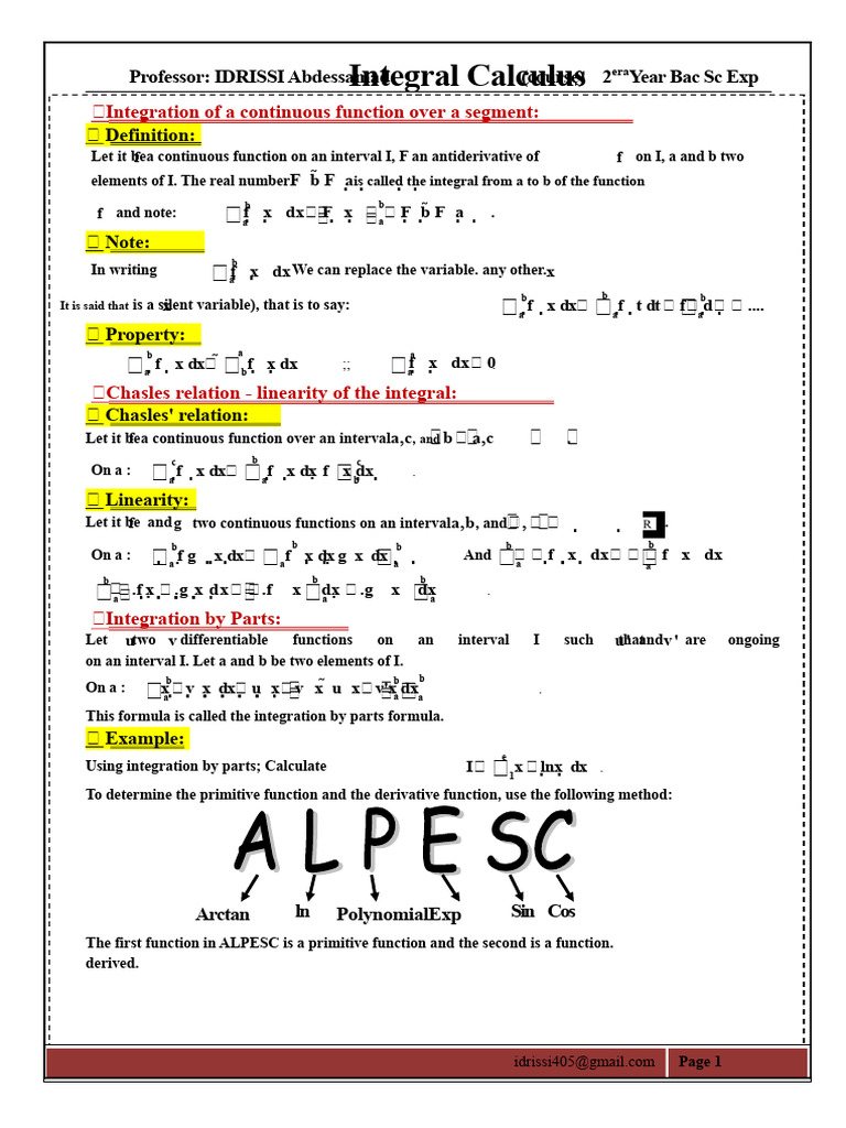 integral-calculus-course-summary-3 | PDF | Integral | Function ...