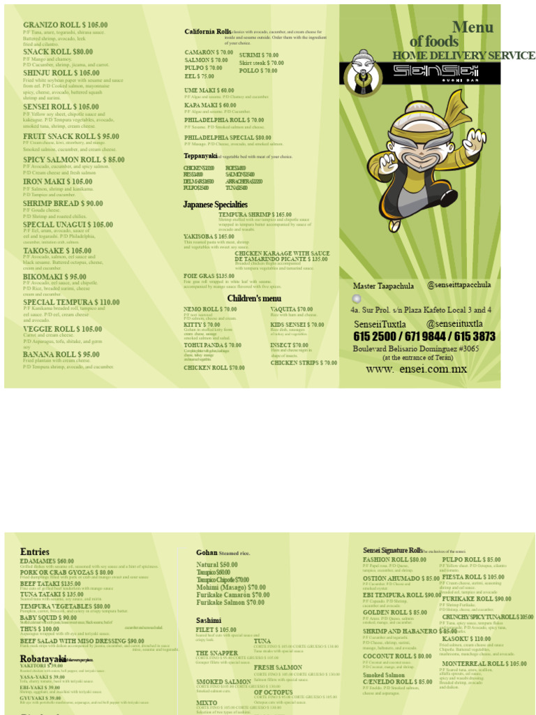 Menu Sense It Gz | PDF | Sushi | Sauce
