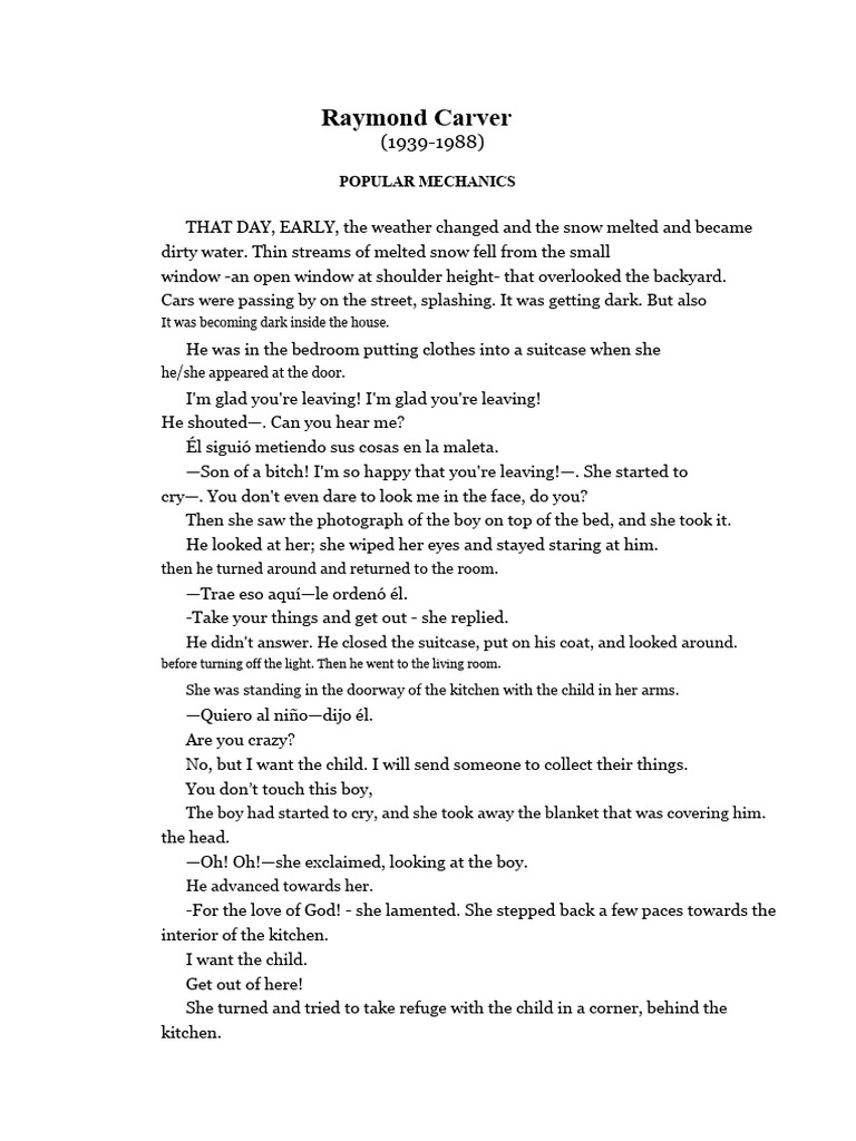 Raymond Carver. Popular Mechanics | PDF