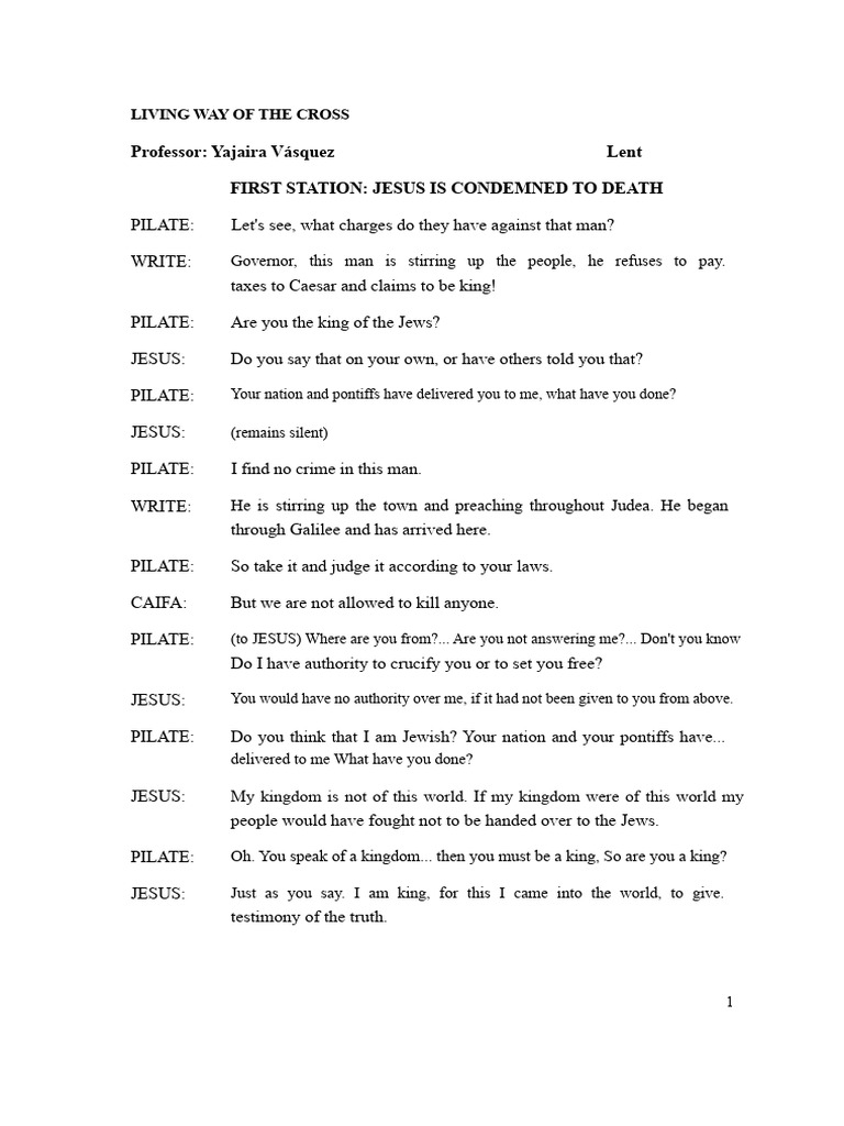 -SCRIPT-OF-LIVING-STATIONS-OF-THE-CROSS-LENT | PDF | Jesus | Pontius Pilate