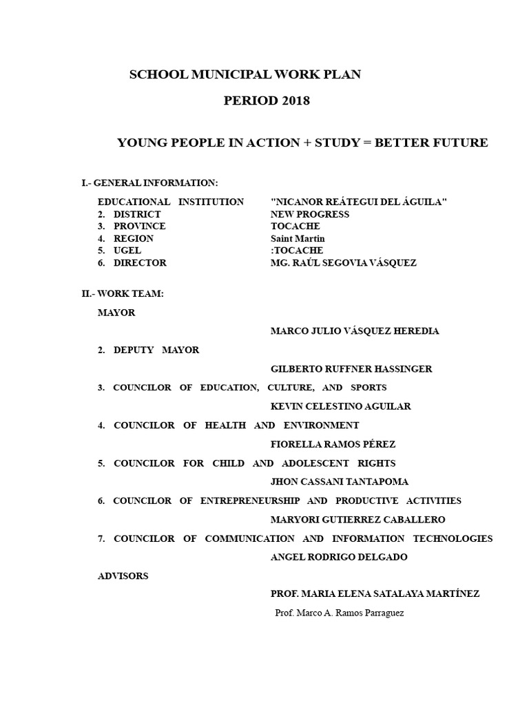 SCHOOL MUNICIPAL WORK PLAN.docx | PDF | Adolescence
