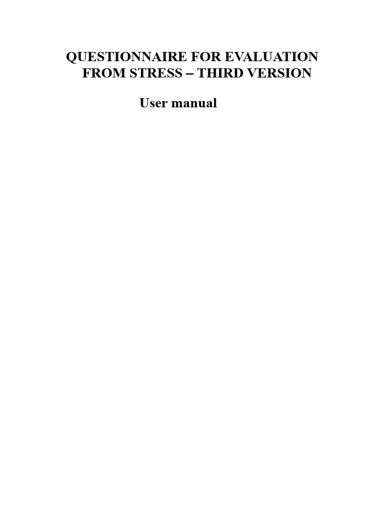 Stress Evaluation Questionnaire Guide | PDF | Psychosocial | Rounding