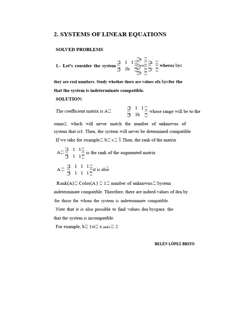 Solved Problems Systems of Equations | PDF | Matrix (Mathematics ...
