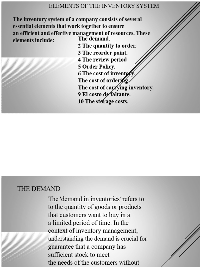 Elements of The Inventory System | PDF | Inventory | Demand