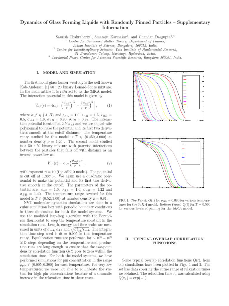 Glass Forming Liquids with Pinned Particles | PDF | Power Law | Normal ...