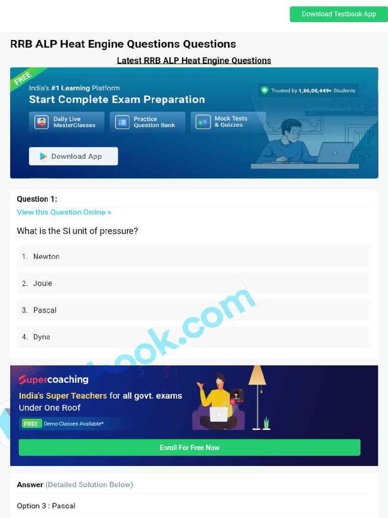 Rrb Alp Heat Engine Questions 6475a221423de2bd950d0ec7 | PDF