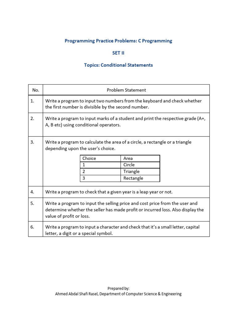 C Programming Conditional Problems Set II | PDF | Triangle | Area