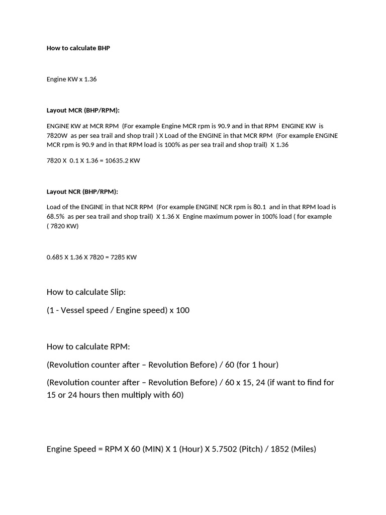 How to Calculate Engine Log | PDF