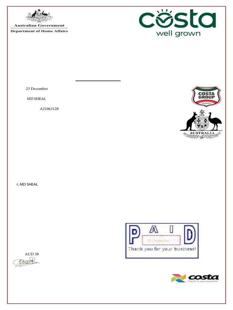 Costa Group Employment Offer Letter | PDF