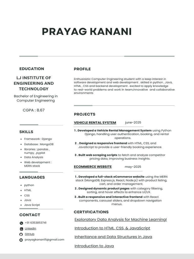 Resume | PDF | Web Development | Java Script