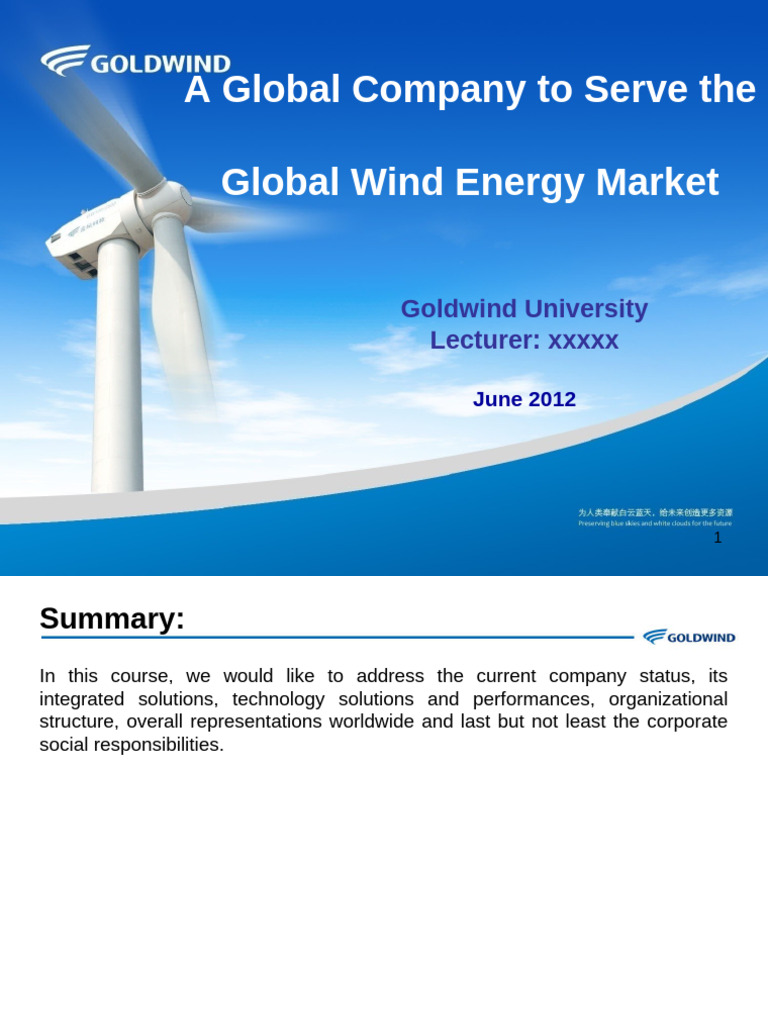 1.1 a Global Company to Serve Wind Energy Market_Daniel_Final2003 | PDF ...