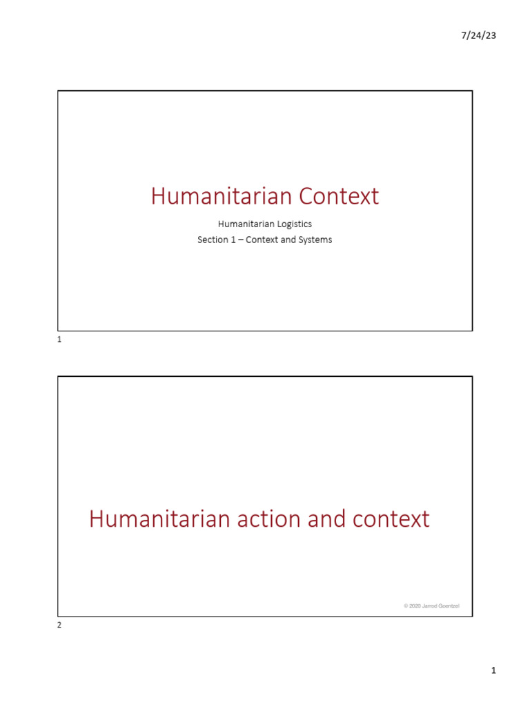 Understanding Humanitarian Action and Context | PDF | Non Governmental ...