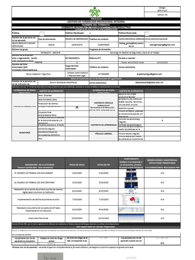 Bitácora 3 HGGH 6-10 Octubre | PDF