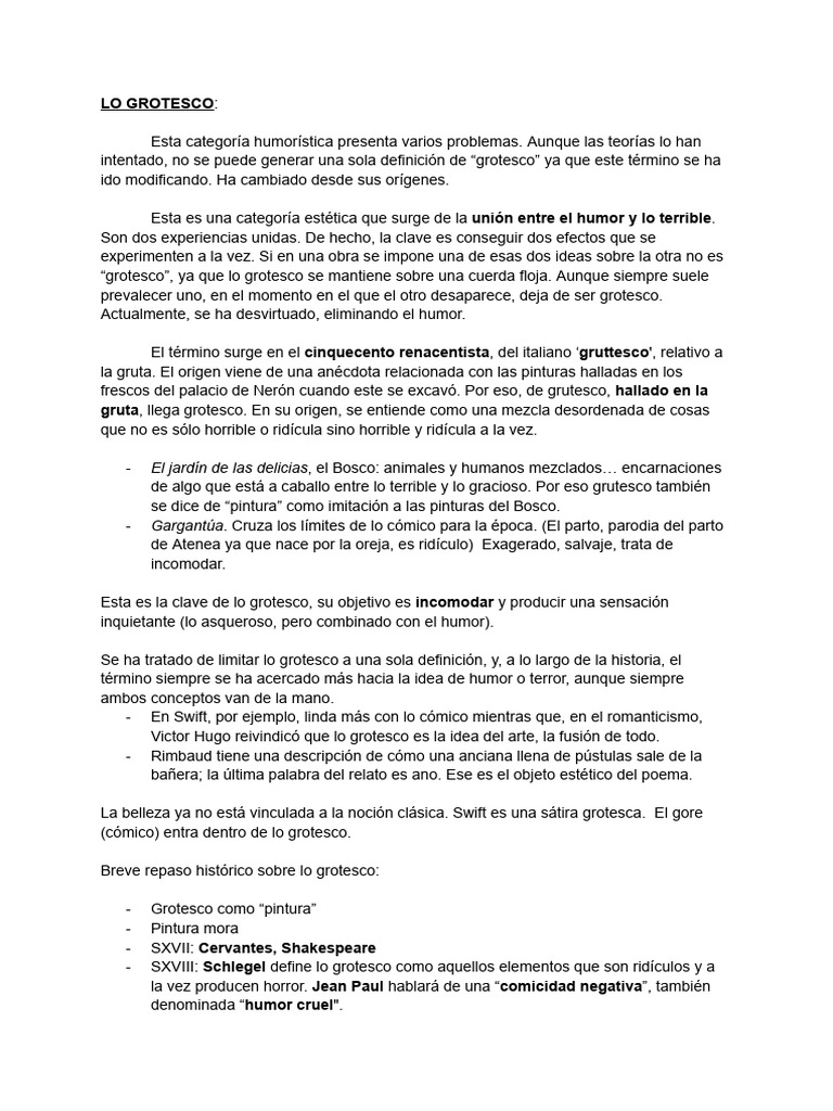 La Evolución del Concepto Grotesco | PDF | Grotesco | Humor