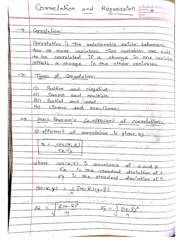 Unit - 4 - Correlation and Regression | PDF