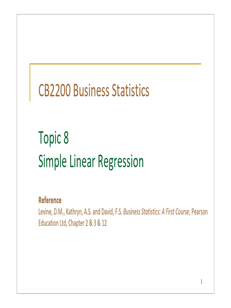 Topic 8 Simple Linear Regression (Student) | PDF | Regression Analysis ...