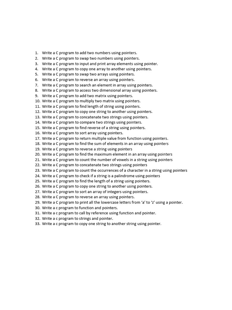 Pointers Practice Programs | PDF