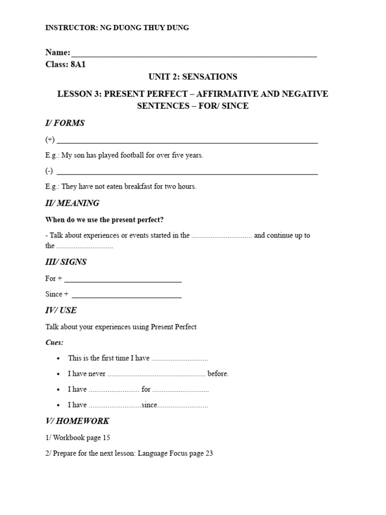 Handout Present Perfect | PDF