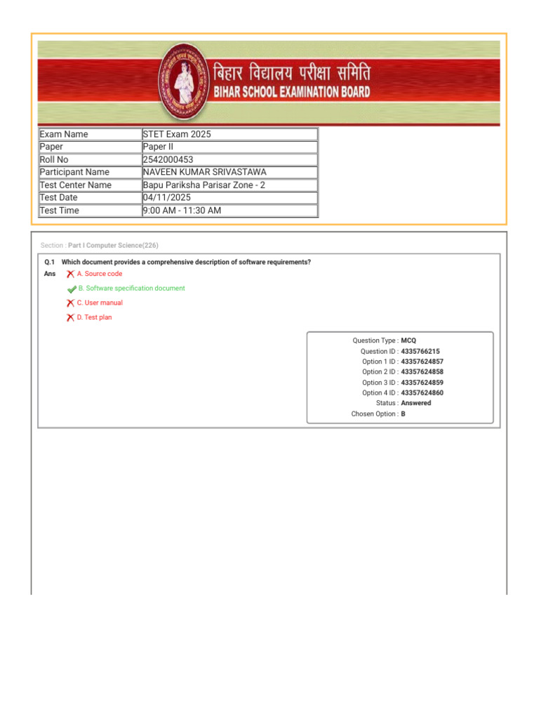 Stet Response Key Naveen | PDF | Read Only Memory | Random Access Memory