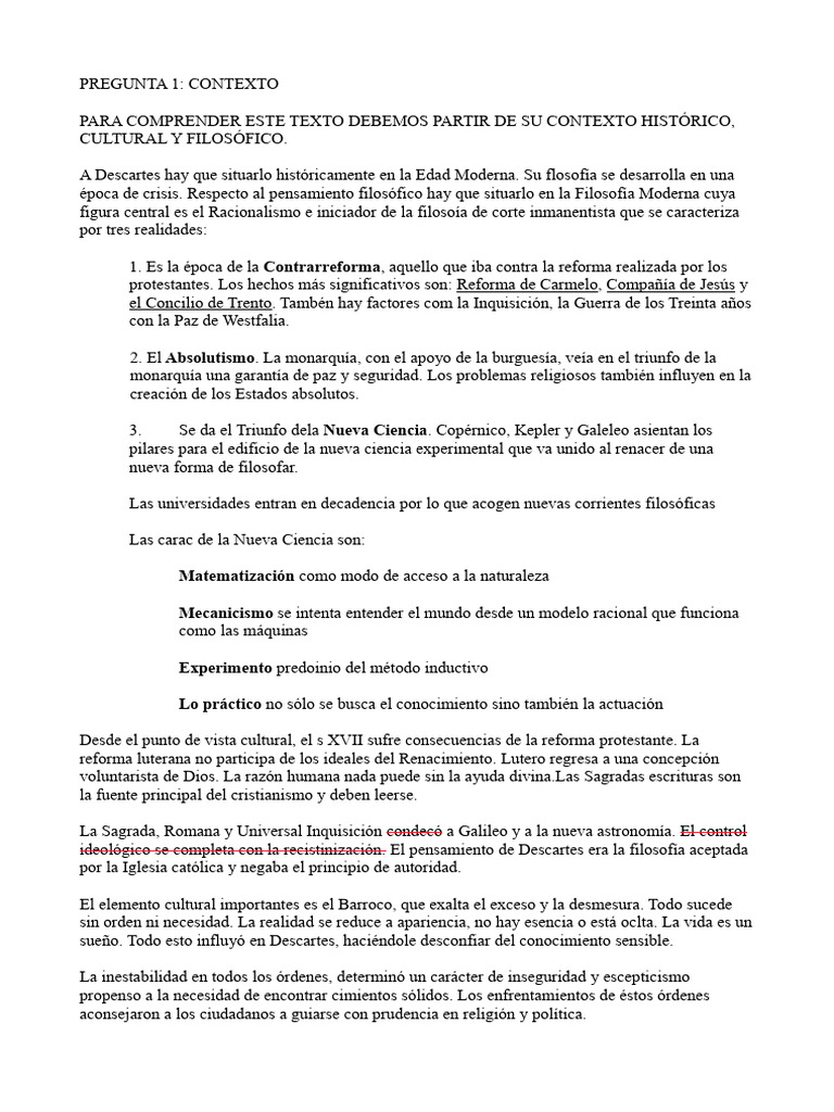 Contexto histórico y filosófico de Descartes | PDF | René Descartes | Razón
