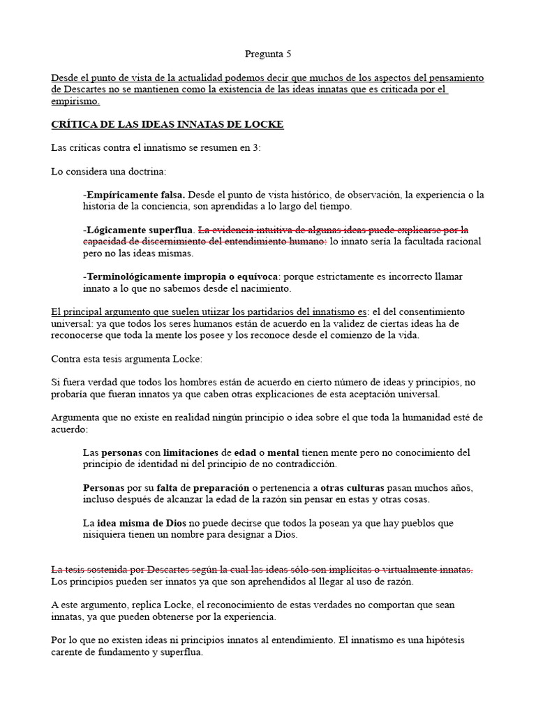 Descartes Pregunta 5 | PDF | Teoría de sustancias | René Descartes