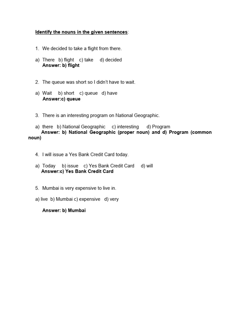 Identify Nouns in Sentences and Stories | PDF
