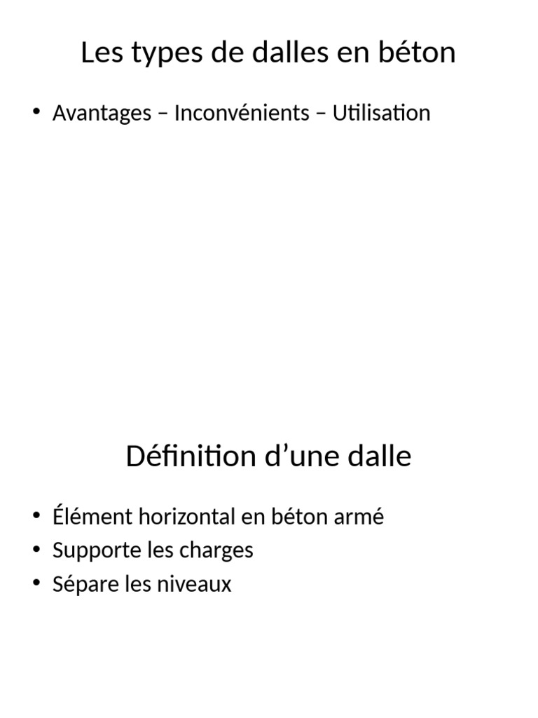 Types de dalles en béton : avantages et inconvénients | PDF
