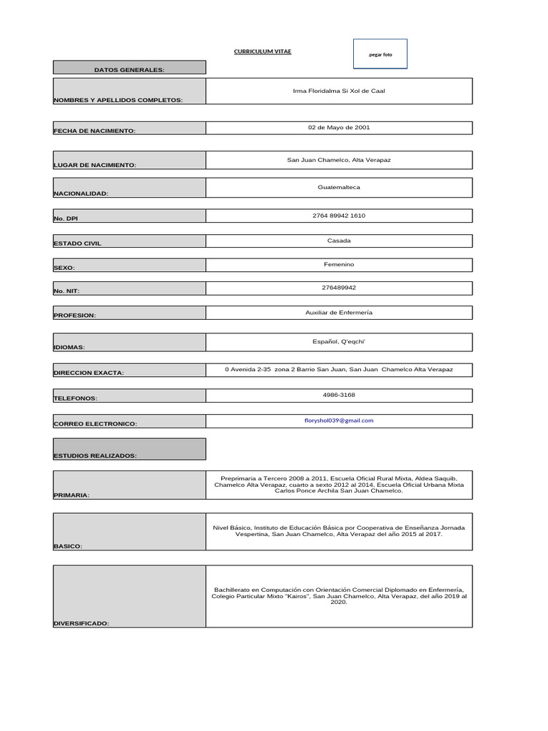 modificado CV Flory...... (1) | PDF | Enfermería