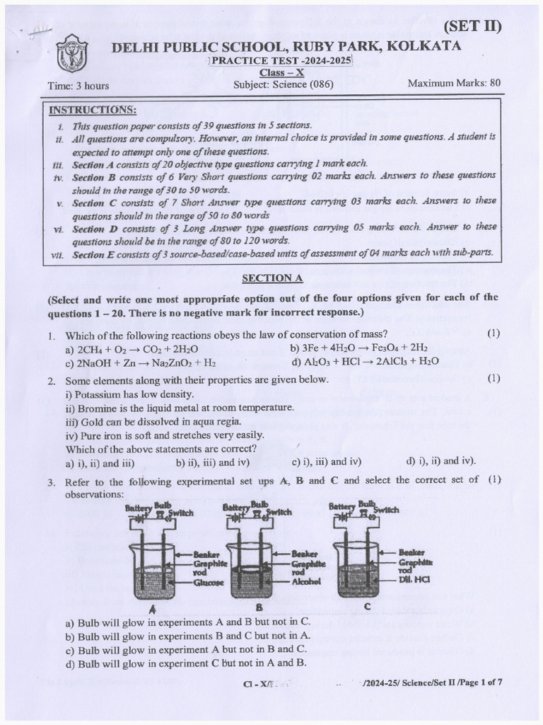 CL 10 Practice Test 2 Science 2024-25 | PDF