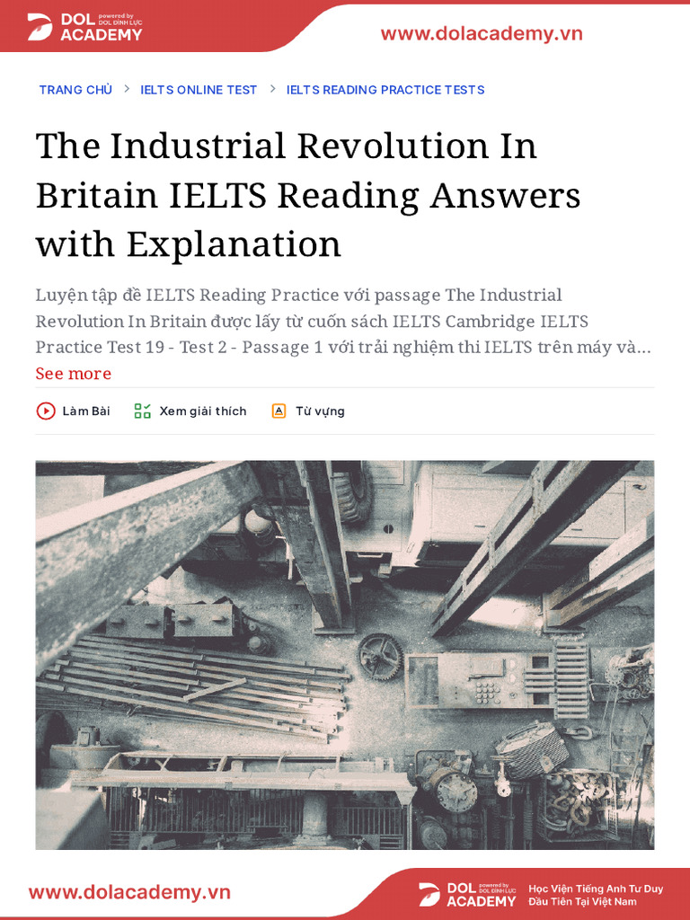 IELTS Reading: Industrial Revolution Insights | PDF | Industrial ...