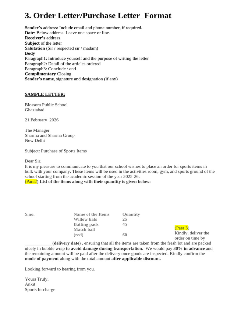 Placing An Order Letter 26 | PDF