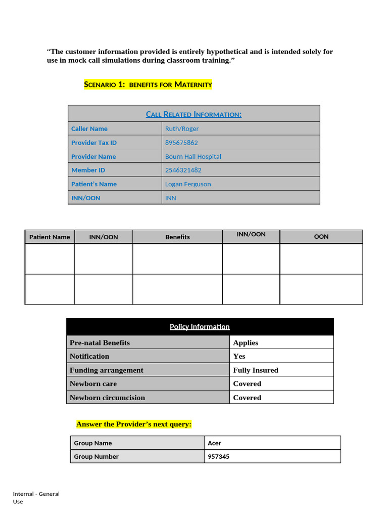 Mock Call Scenarios for Health Benefits | PDF | Health Economics ...