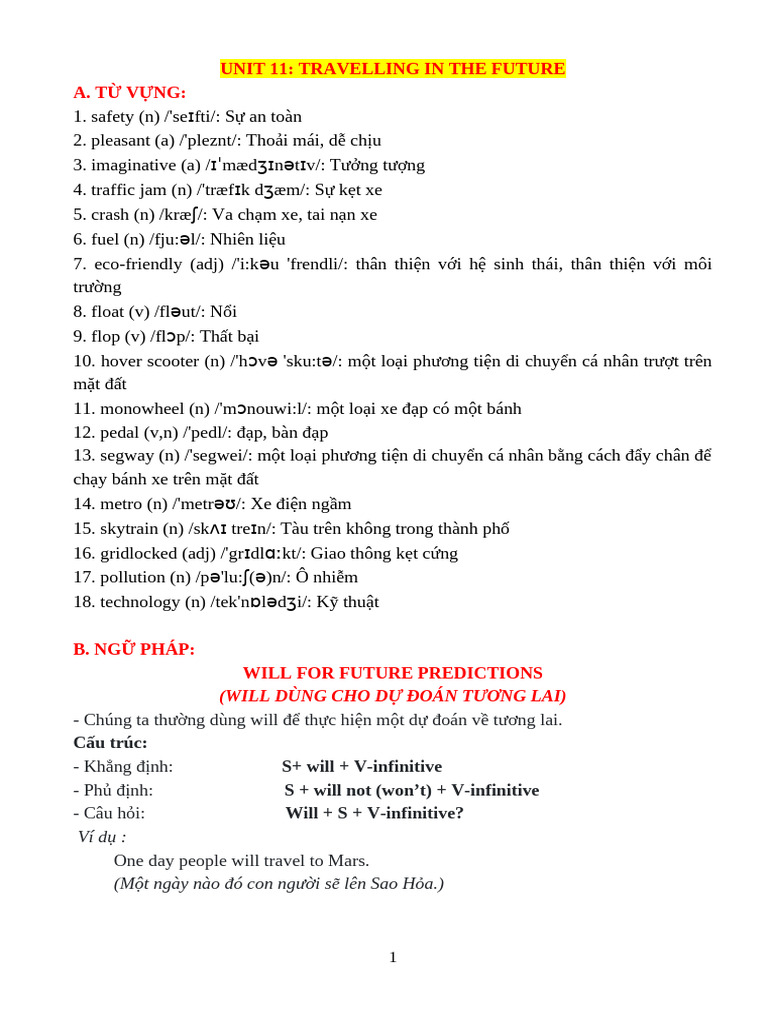 Future Travel Vocabulary and Grammar | PDF | Rocket | Car