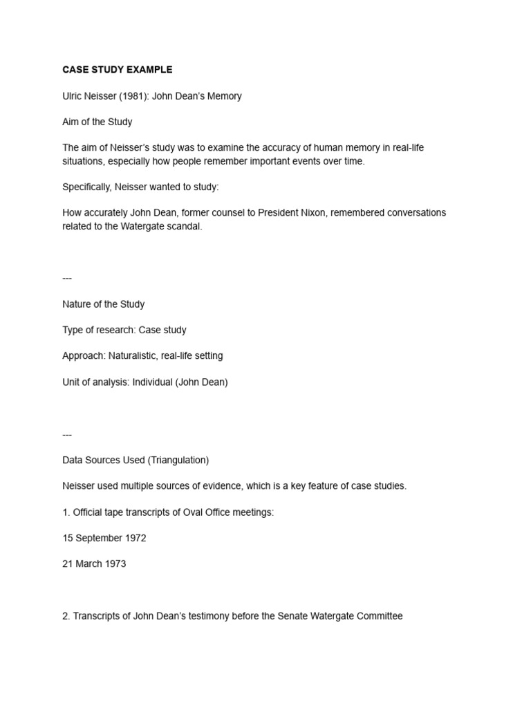 Case study examples | PDF | Survey Methodology | Memory