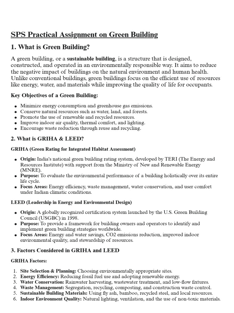 Green Building: GRIHA & LEED Insights | PDF | Green Building | Waste ...