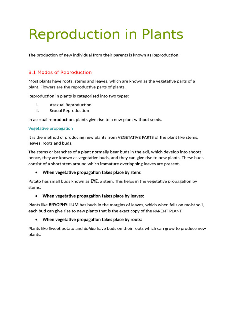 Reproduction in Plant Ridthe - Kid052@ | PDF