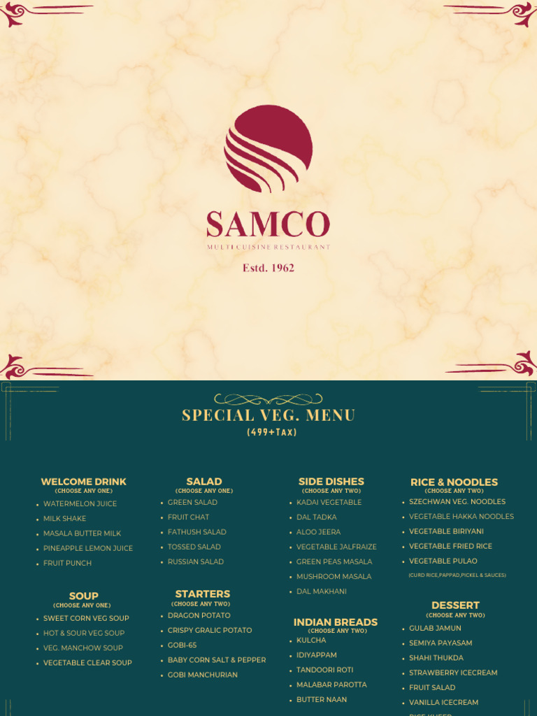 Special Veg Menu with Soups and Desserts | PDF | Soup | Salad