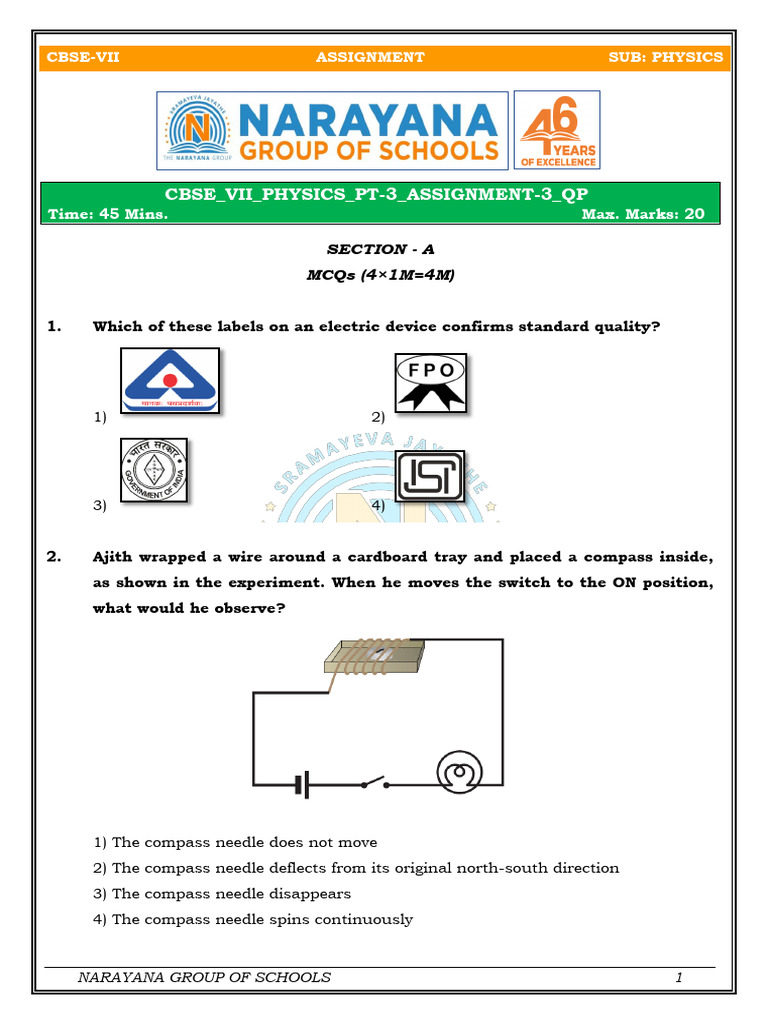 Cbse Vii Physics PT-3 Assignment-3 2025 QP 20251222 173814 | PDF ...
