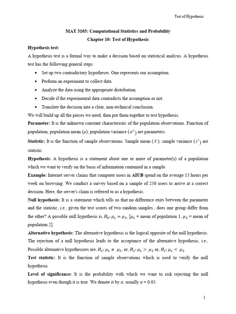 Hypothesis Testing Fall 26 | PDF | Hypothesis | Null Hypothesis