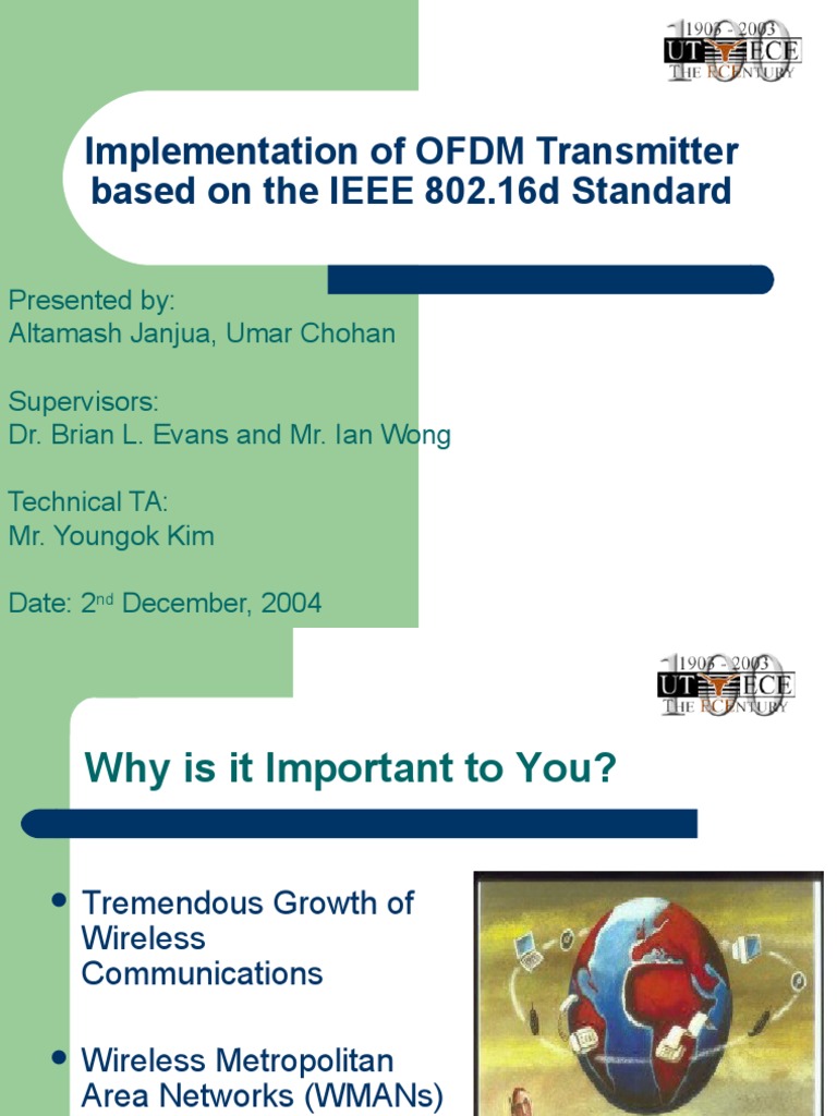 Implementation of OFDM Transmitter Based On The IEEE 802.16d Standard | PDF | Orthogonal ...