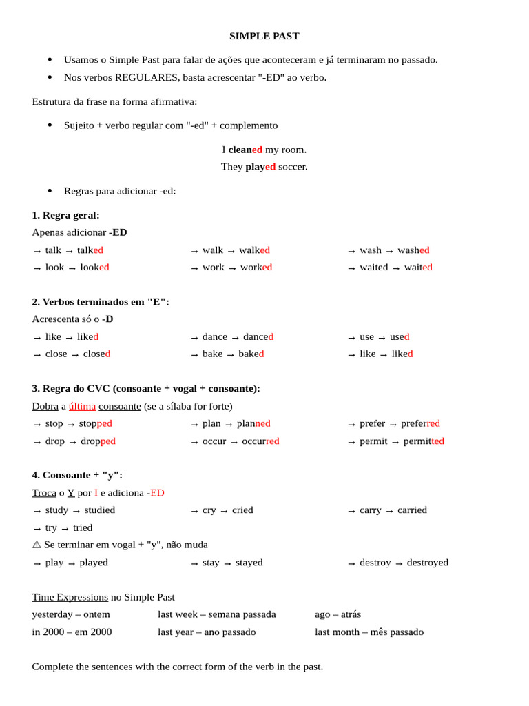 Simple past - Regular Verbs | PDF | Semantics | Linguistic Morphology