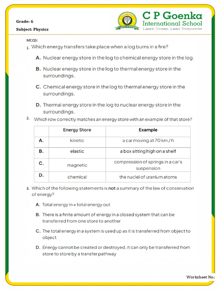 Grade 6 Energy 1 | PDF