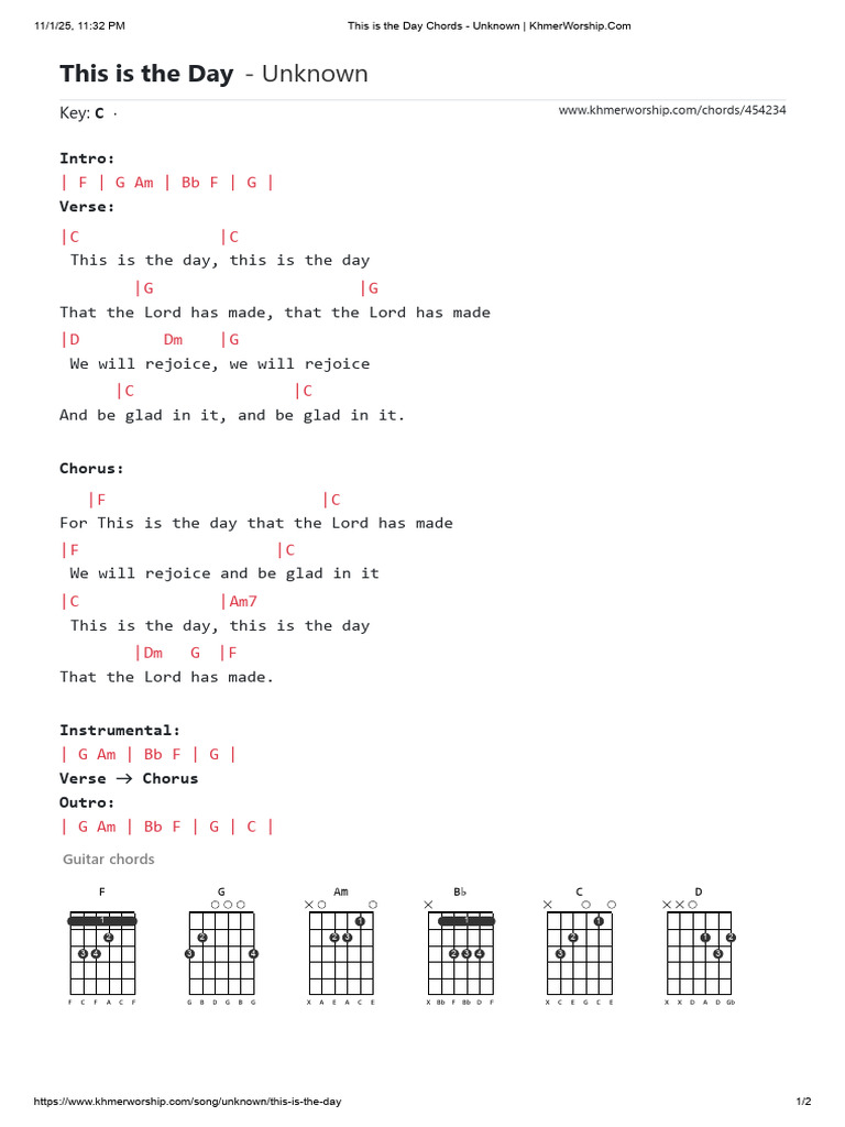 This is the Day Chords - Unknown _ KhmerWorship.com | PDF