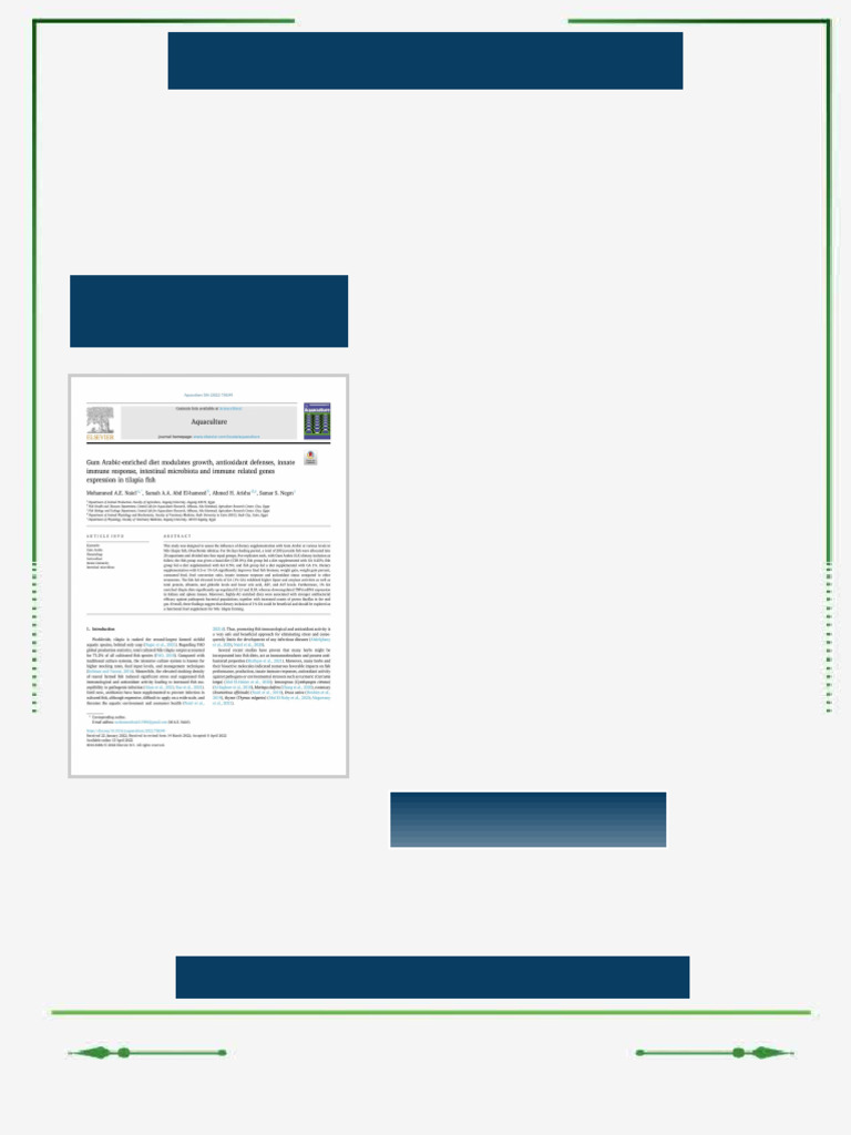 Gum Arabic-enriched diet modulates growth, antioxidant defenses, innate ...