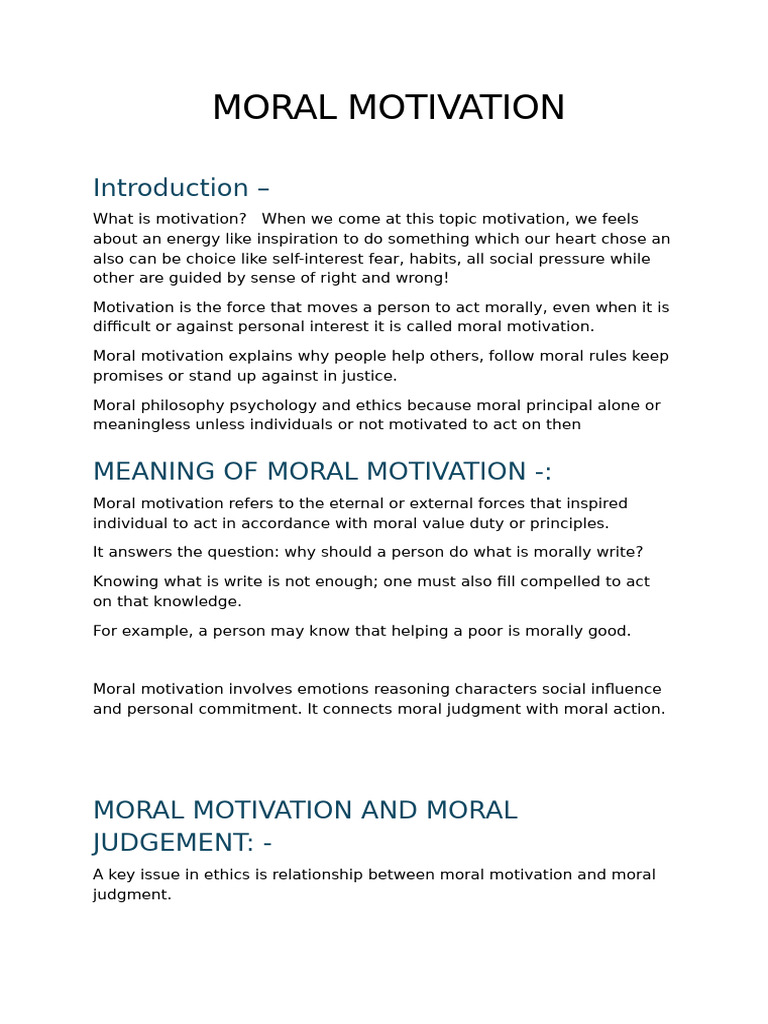 Understanding Moral Motivation | PDF | Morality | Motivation