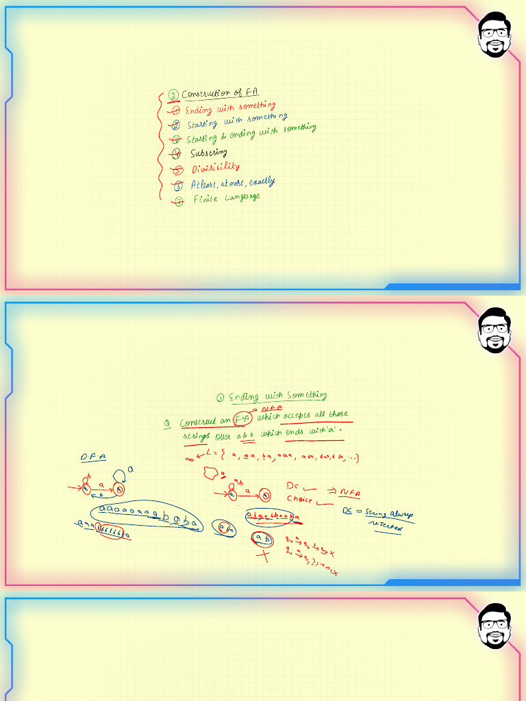 Lecture 3 Construction of FA Part 1 | PDF