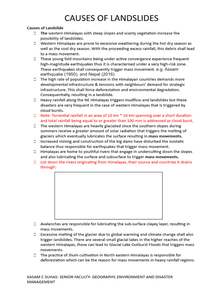 Causes of Landslide | PDF | Landslide | Himalayas