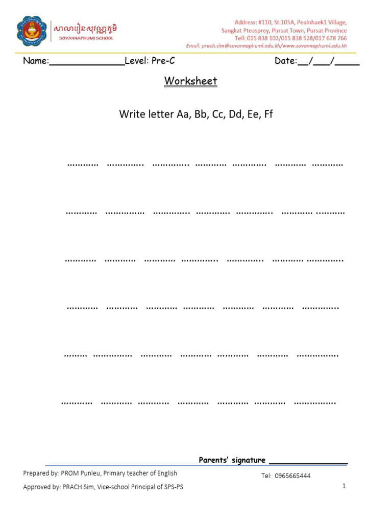 Write Letter Aa | PDF