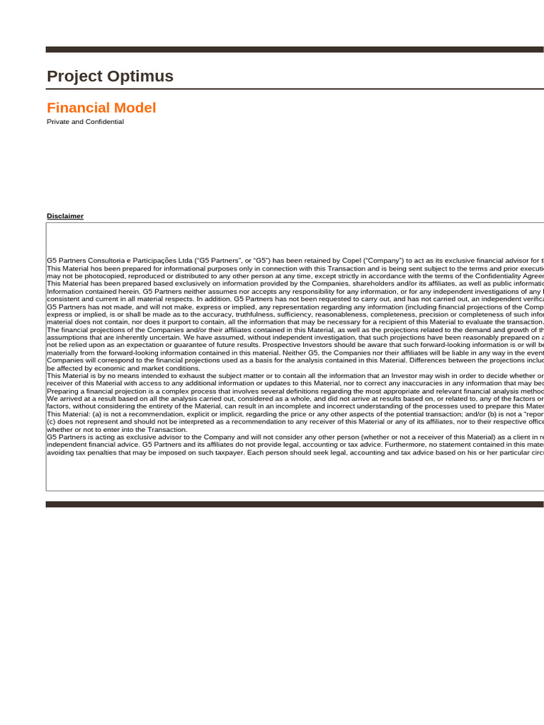 Project Optimus Financial Model Overview | PDF | Dividend | Economies